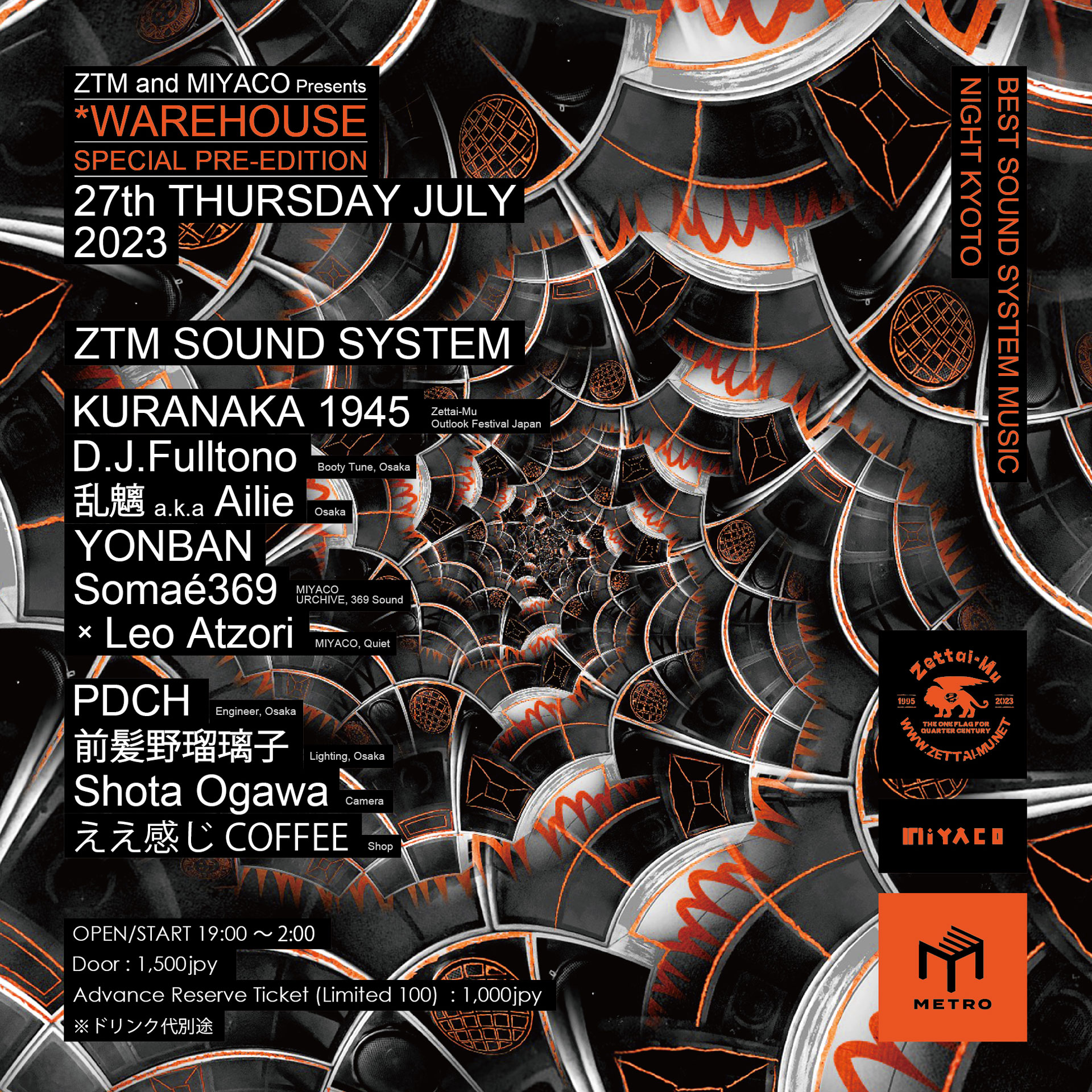 ZTM and MIYACO Presents 「WAREHOUSE」 Pre-edition | CLUB METRO | 京都メトロ